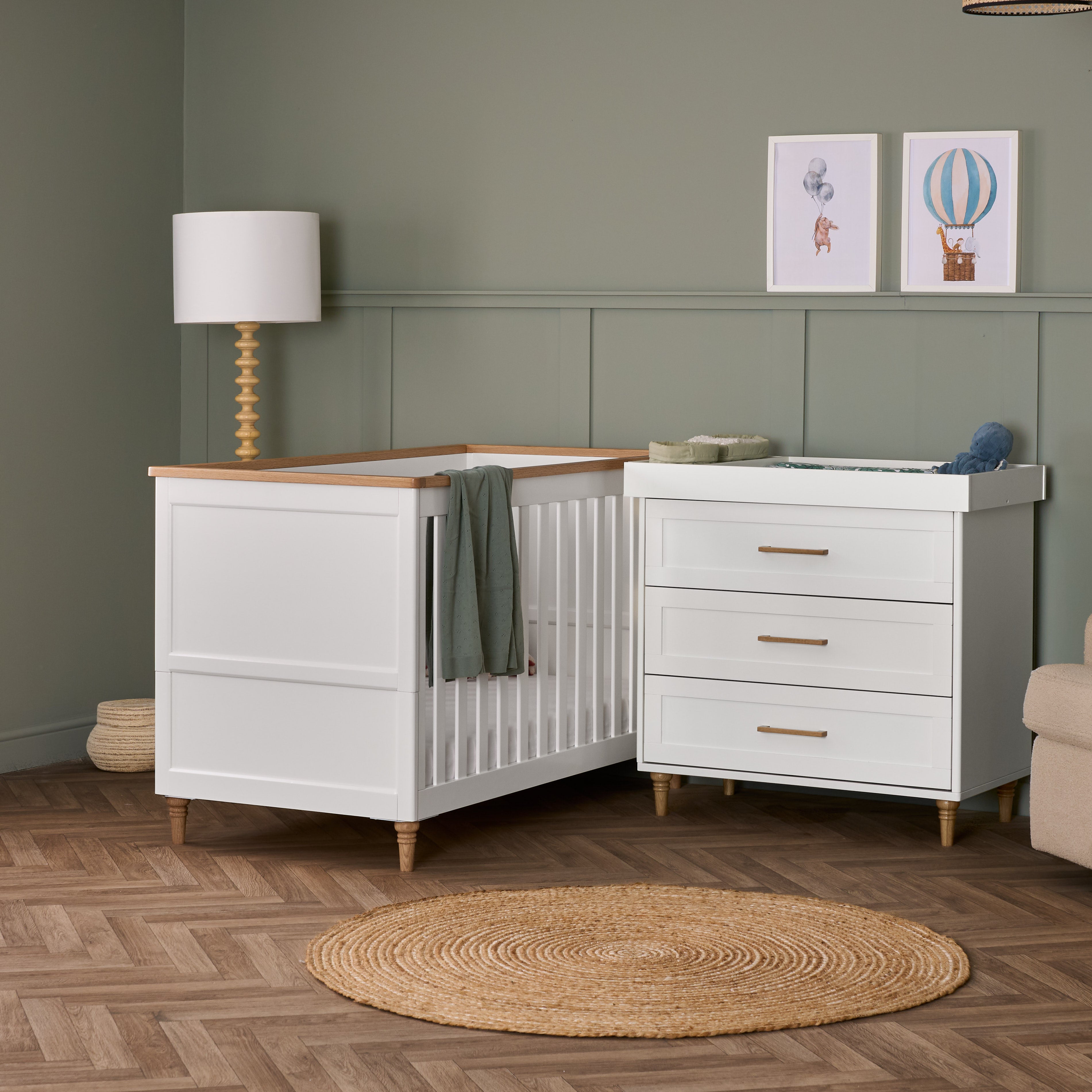 Obaby Orla 2 Piece Room Set - White with Oak – Bambinosandbeyond