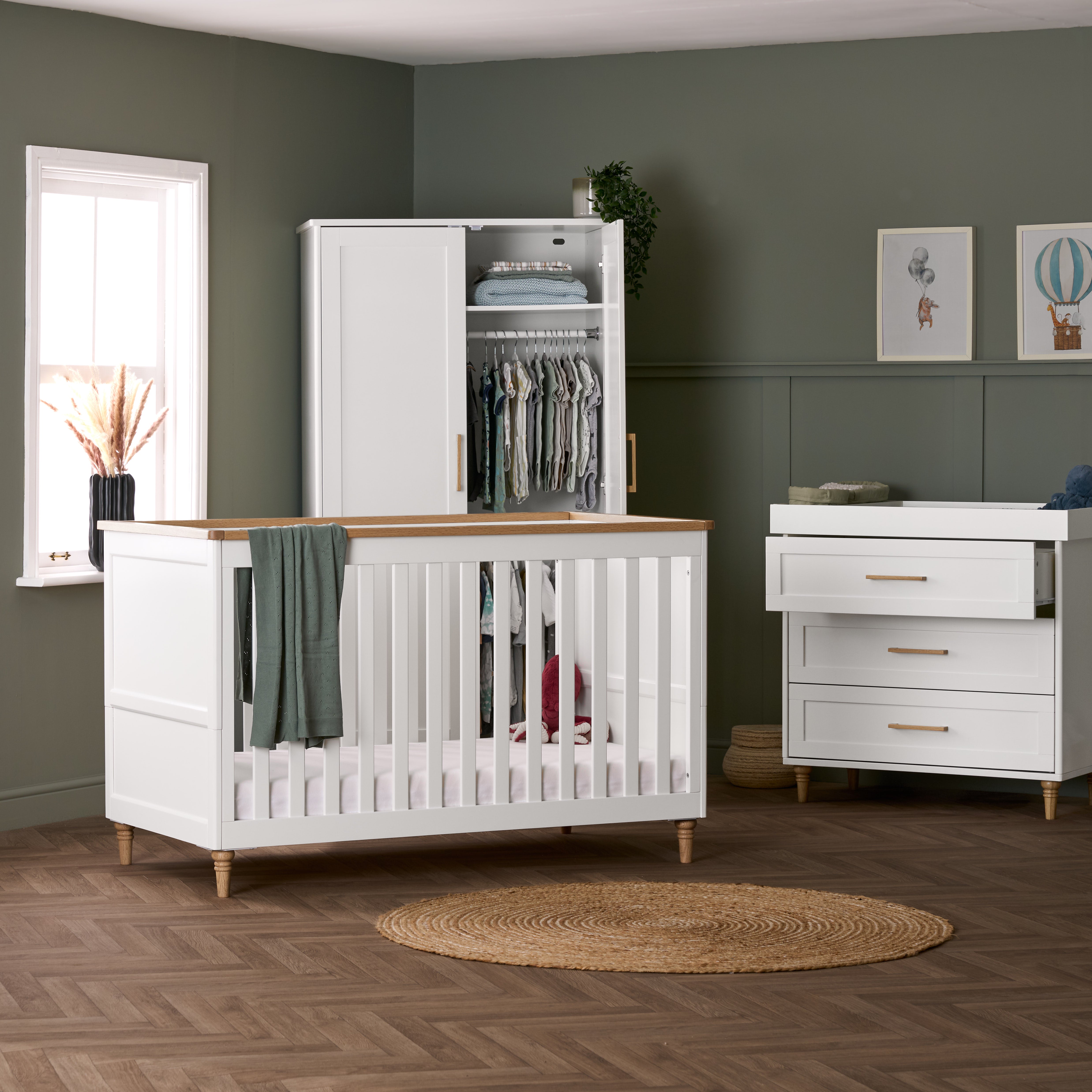 Obaby Orla 3 Piece Room Set - White with Oak – Bambinosandbeyond